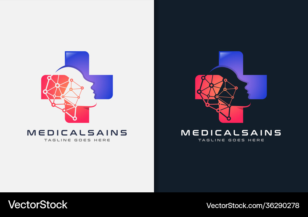 Medical science logo design modern cross Vector Image