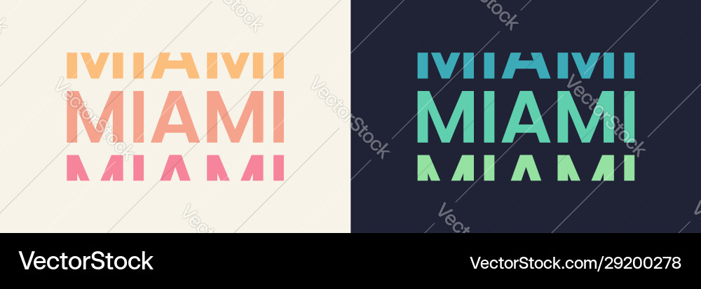 Miami word text in modern minimal style Royalty Free Vector