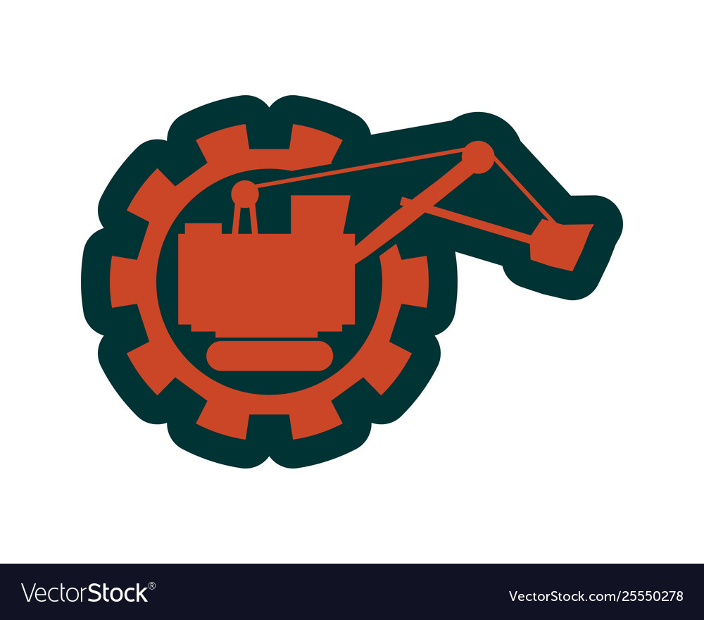 Mining or construction machine logo Royalty Free Vector