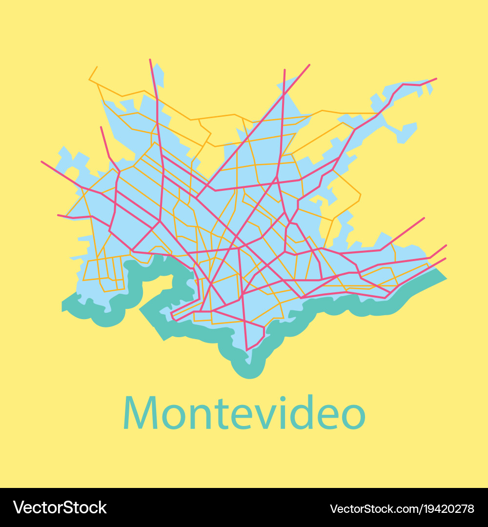 Montevideo Flat Map Umrissversion fertig Vektorbild