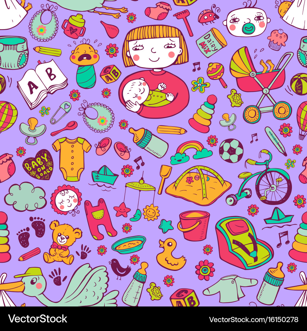 Seamless background baby care Royalty Free Vector Image