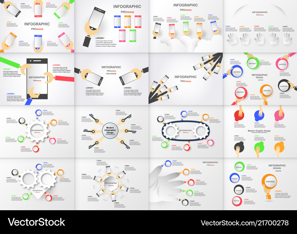 Set of infographics element with hand holding Vector Image