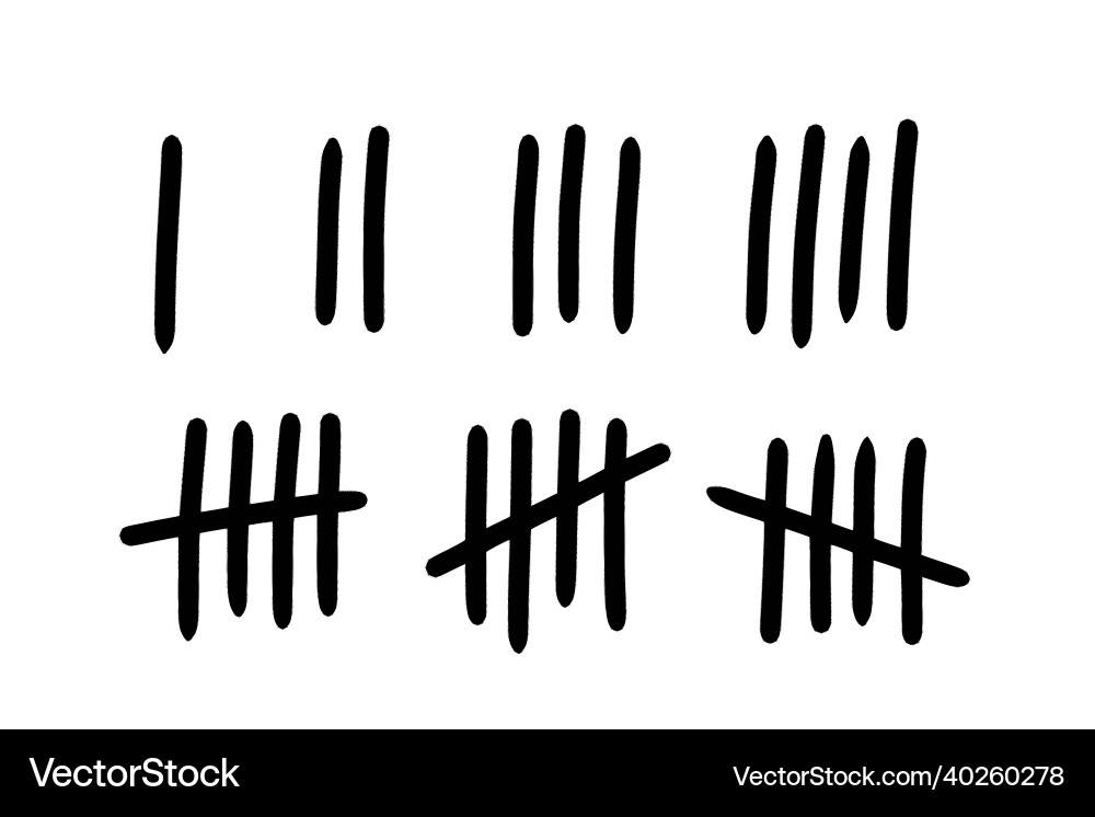 Tally mark number lines on the wall Royalty Free Vector