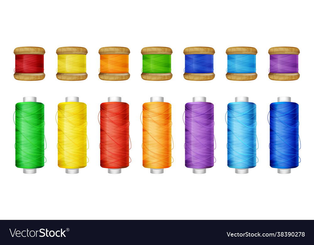 Thread spools color set Royalty Free Vector Image