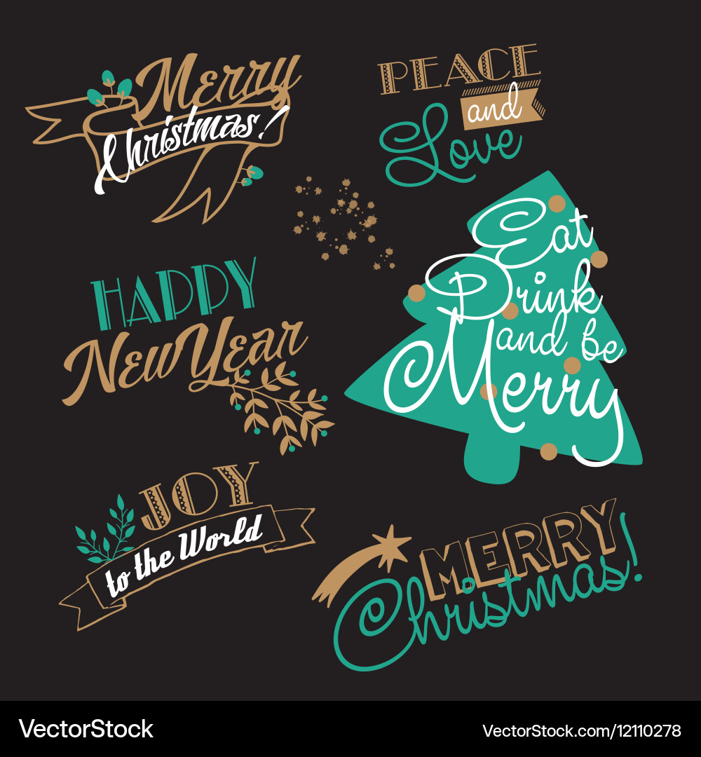 Xmas and ny stickers logotypes set Royalty Free Vector Image