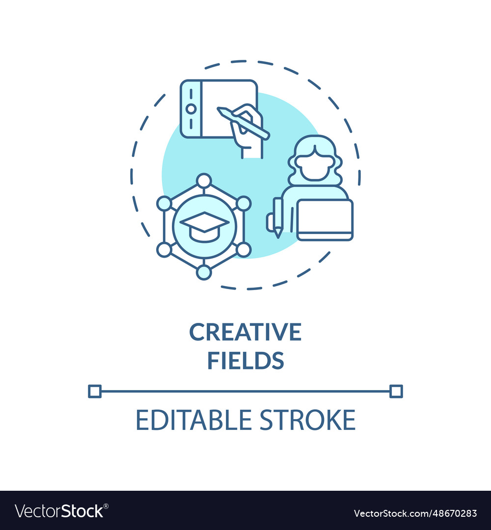 2d Blue Thin Linear Icon Creative Fields Concept Vector Image