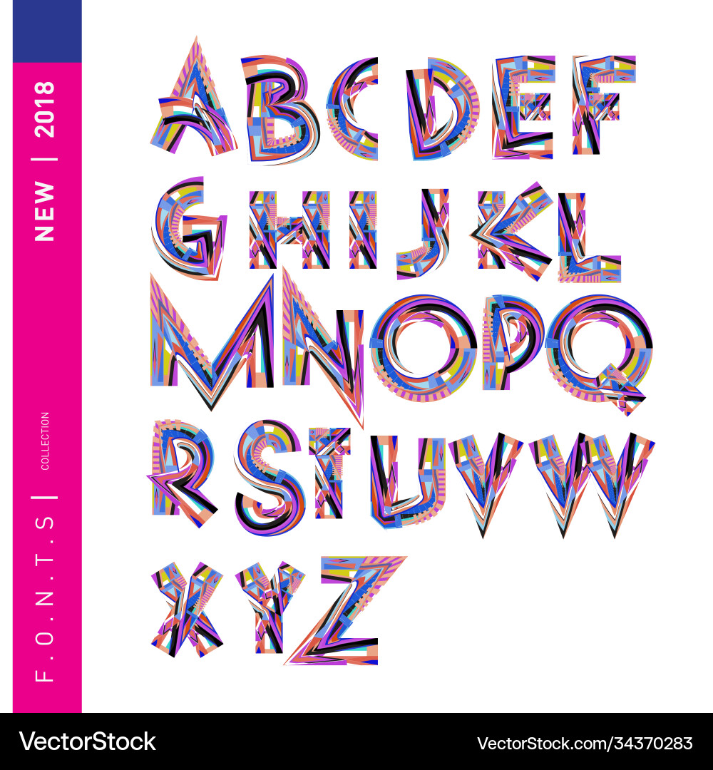 Abstract colorful font and alphabet Royalty Free Vector