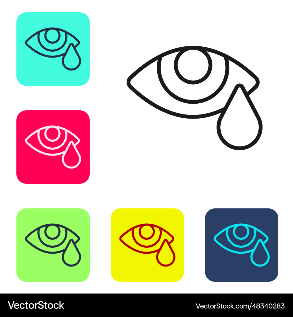 Black line tear cry eye icon isolated on white Vector Image