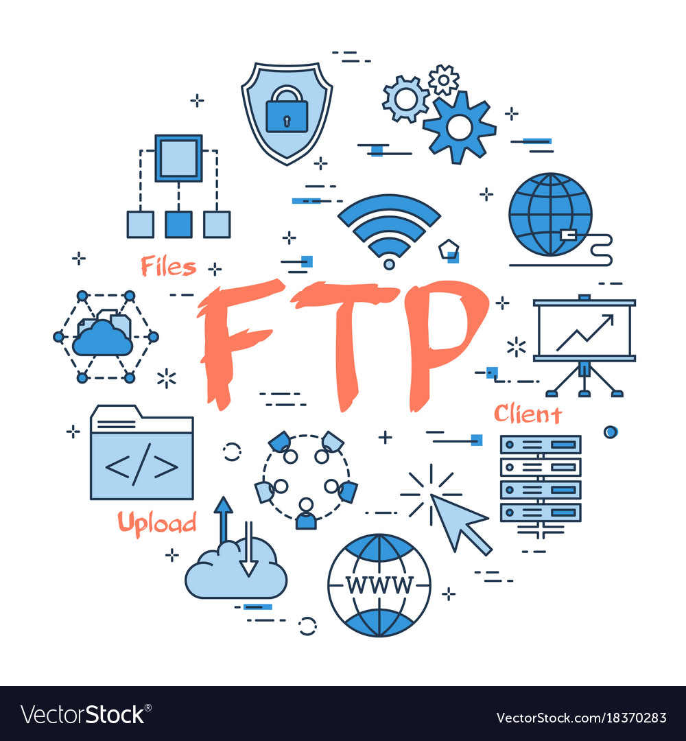 Blue round ftp concept Royalty Free Vector Image Blue round ftp concept Royalty Free Vector Image