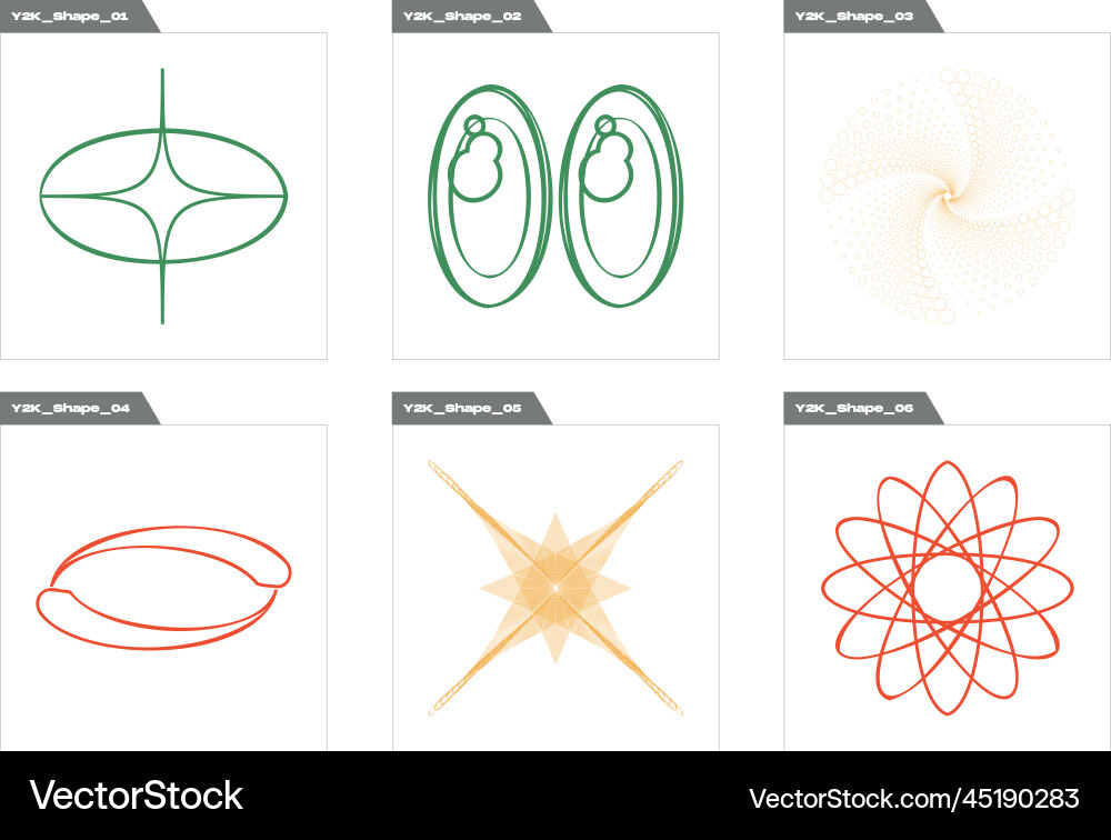 Brutalism shapes rave psychedelic retro Royalty Free Vector