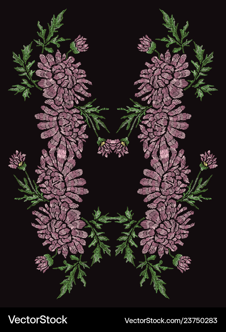 Embroidery floral decoration Royalty Free Vector Image