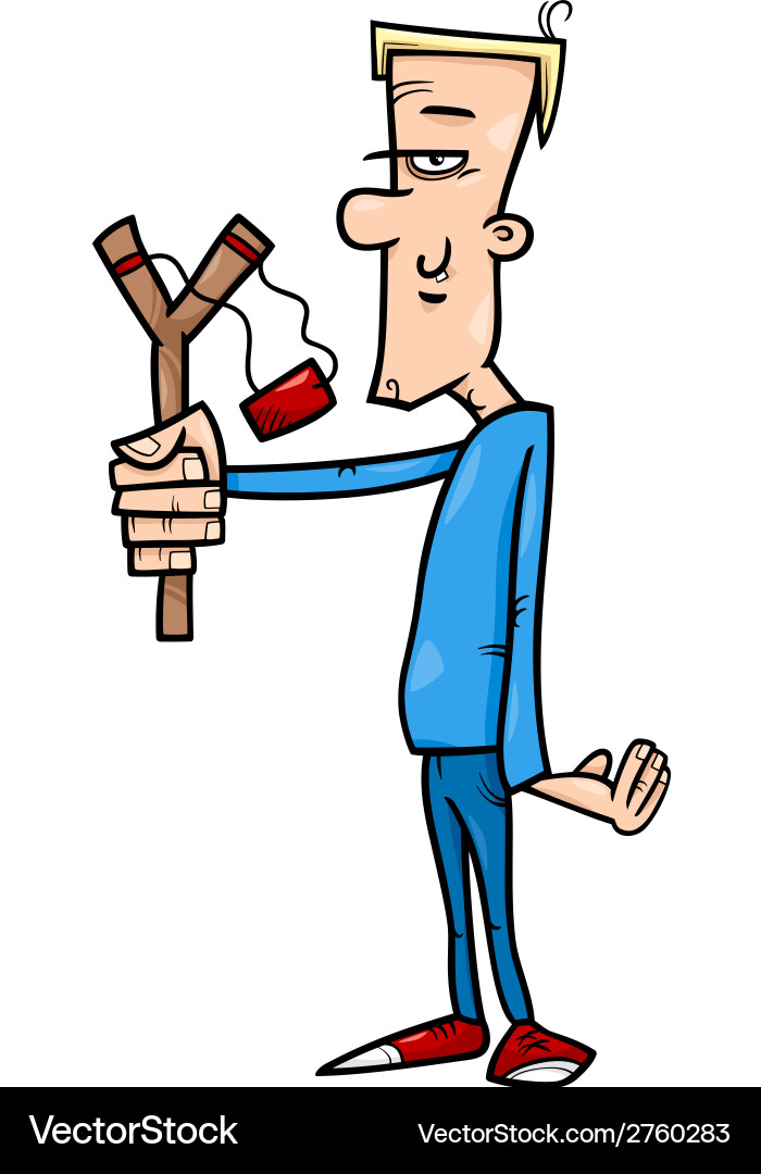 Hooligan with slingshot cartoon Royalty Free Vector Image