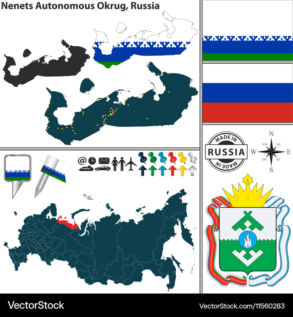 Map of Autonomous Okrug Nenets Royalty Free Vector Image