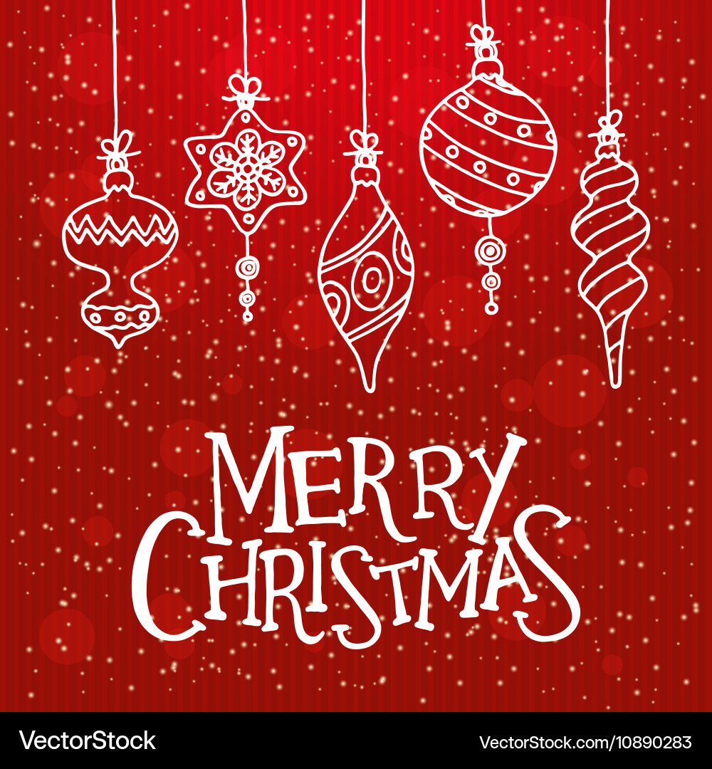 Red christmas card with balls Royalty Free Vector Image