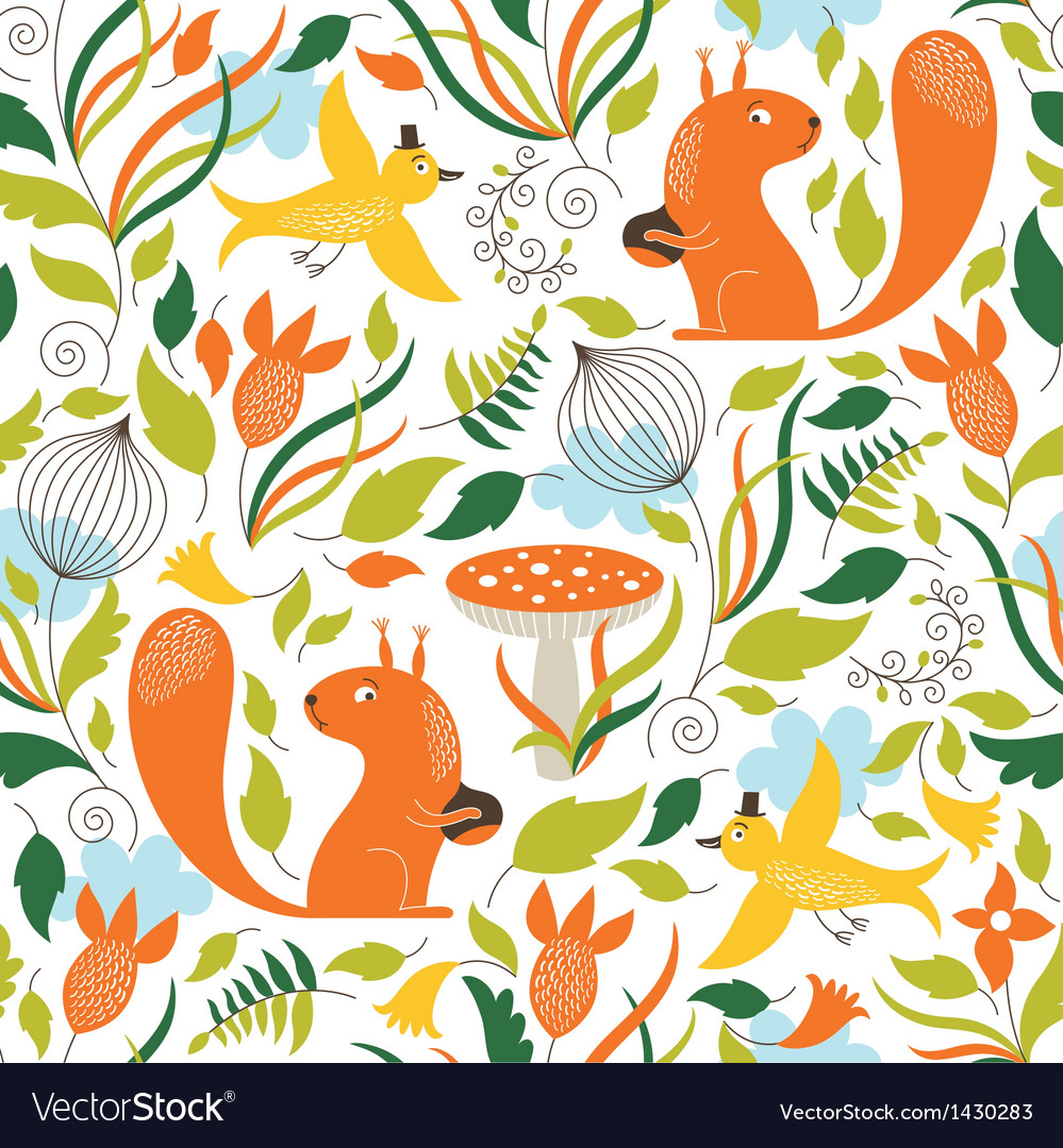 Seamless pattern with a squirrels Royalty Free Vector Image