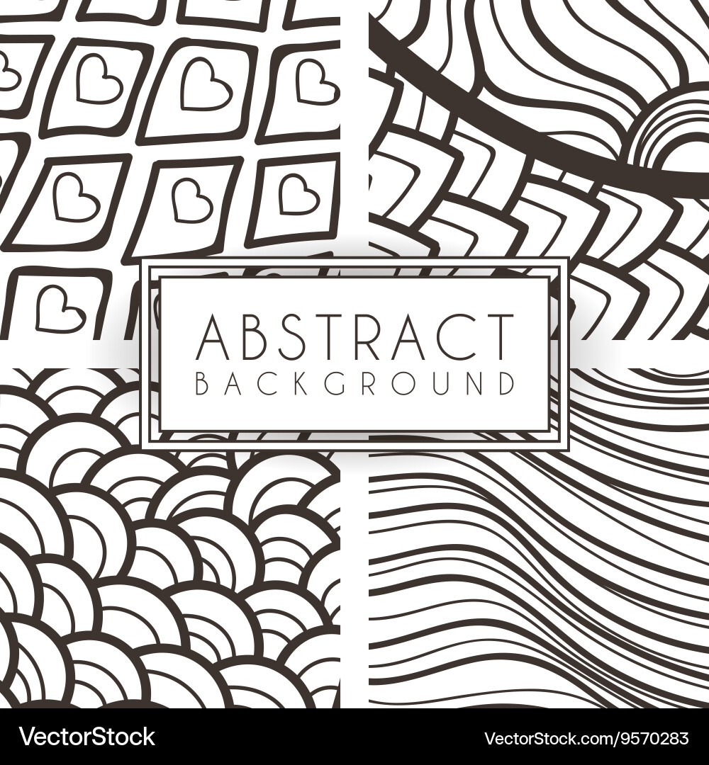 Set of four monochrome intricate patterns Vector Image