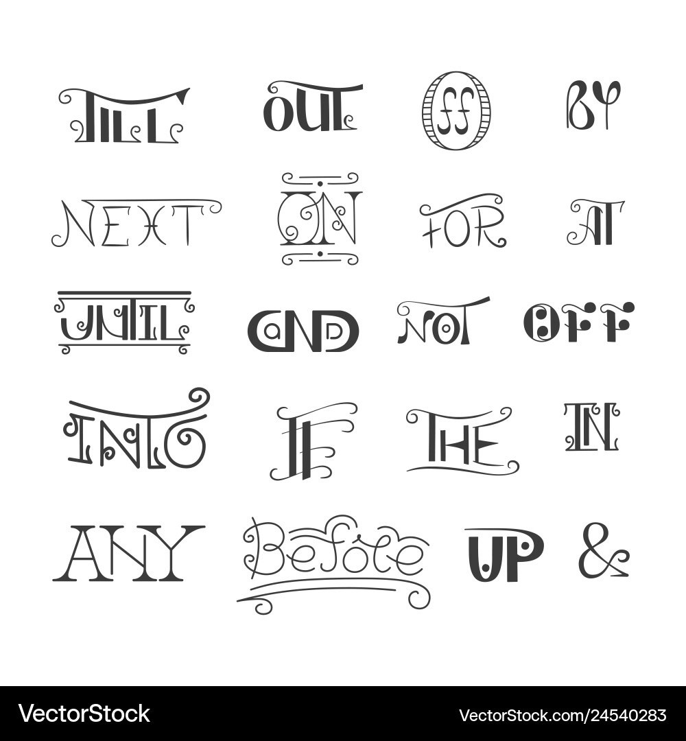 Set of hand written catchwords pretexts Royalty Free Vector