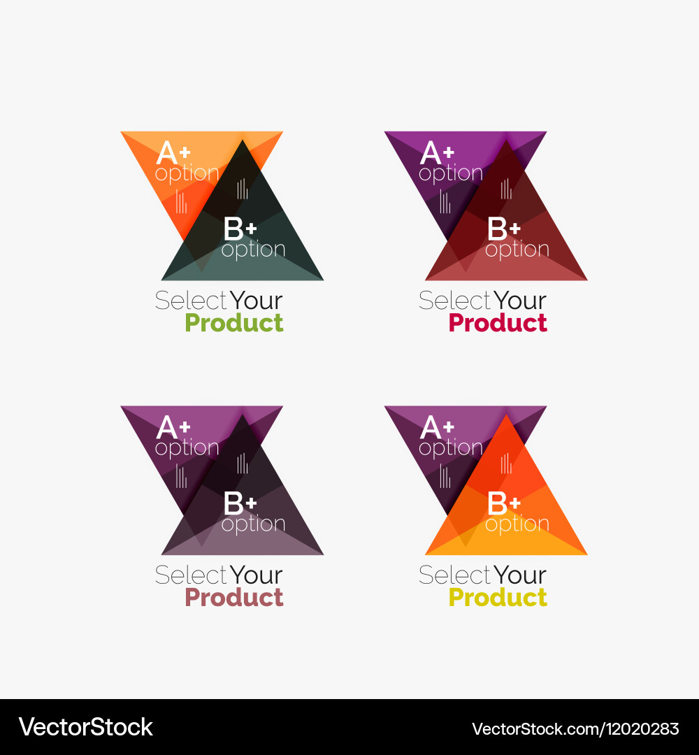 Set of triangle infographic layouts with text Vector Image