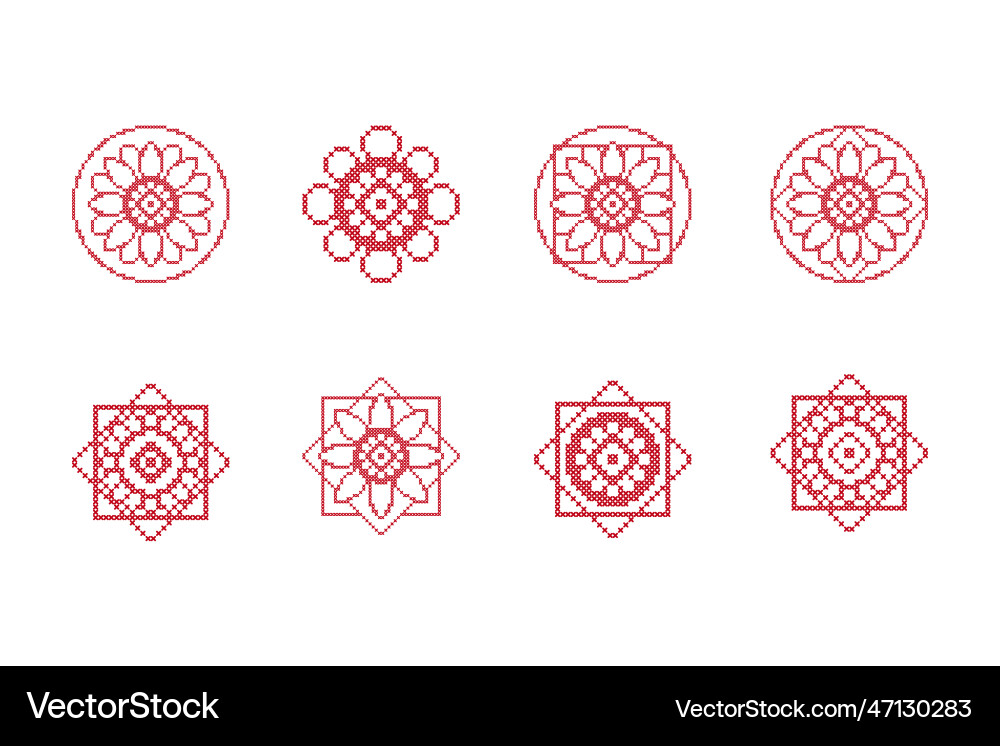 Traditional embroidery ornament print set Vector Image