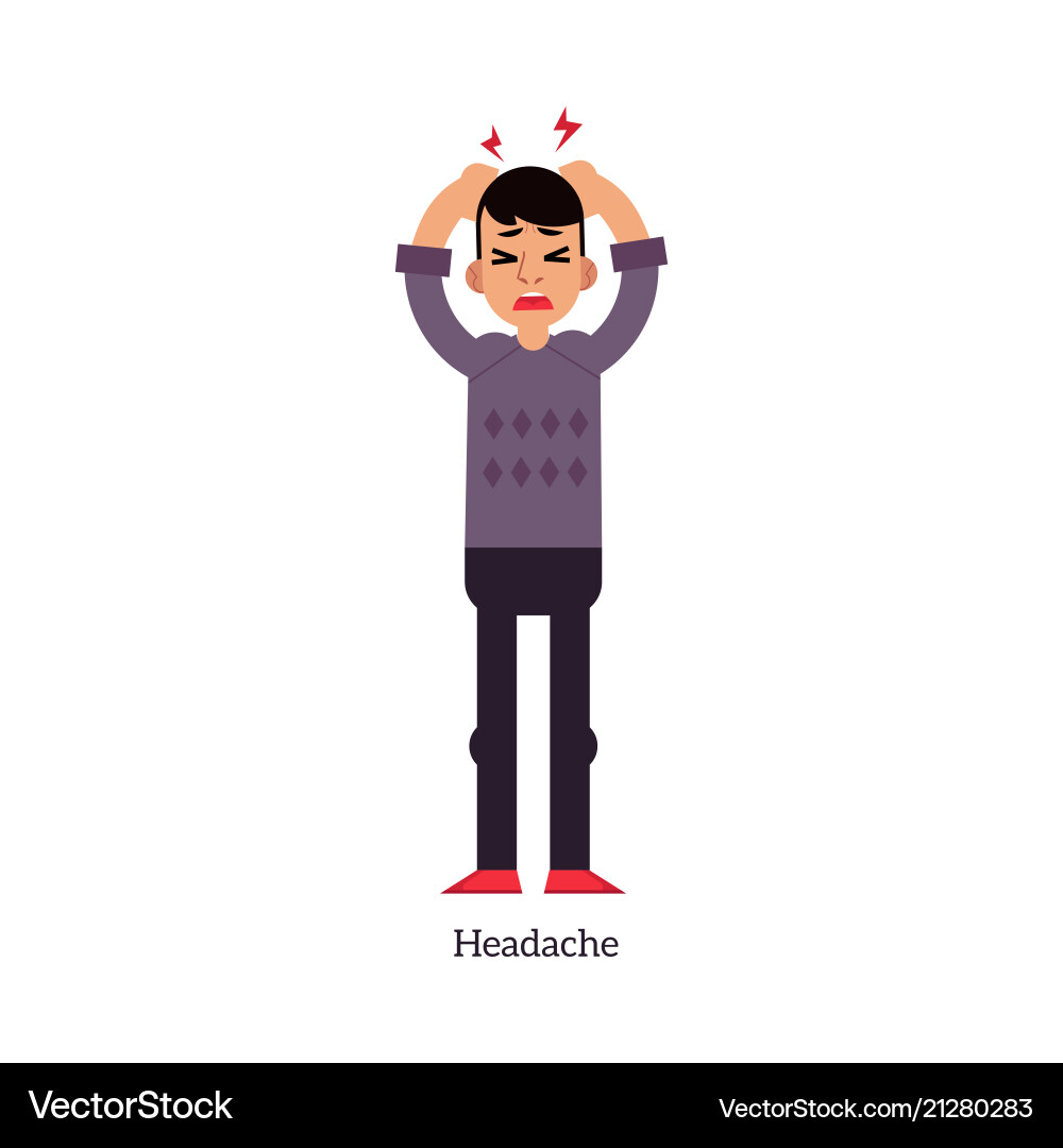 Young man having headache and holding his head Vector Image
