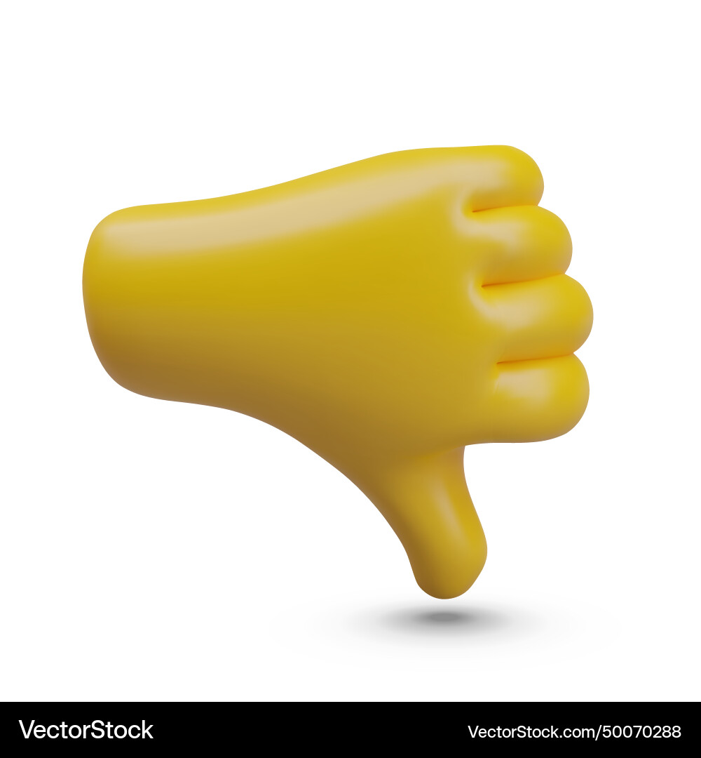 3d yellow hand thumb down sign language symbol Vector Image