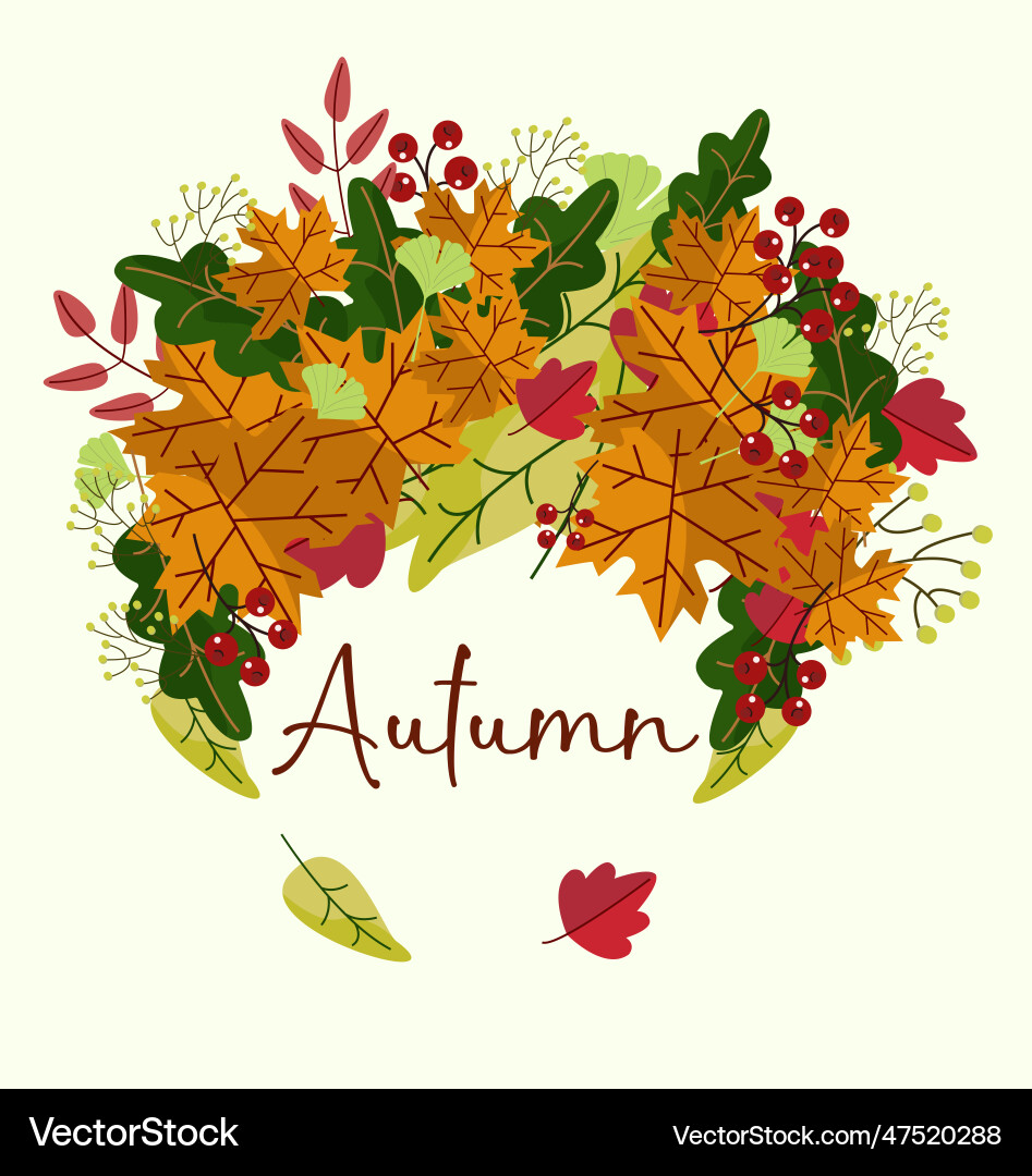 Autumn leaves round frame for text bright colors Vector Image