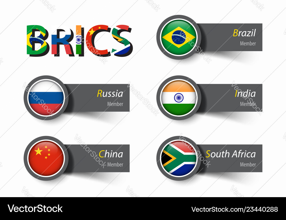 Brics association of 5 countries Royalty Free Vector Image