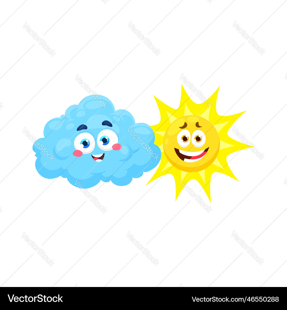 Cartoon cloud and sun weather characters Vector Image
