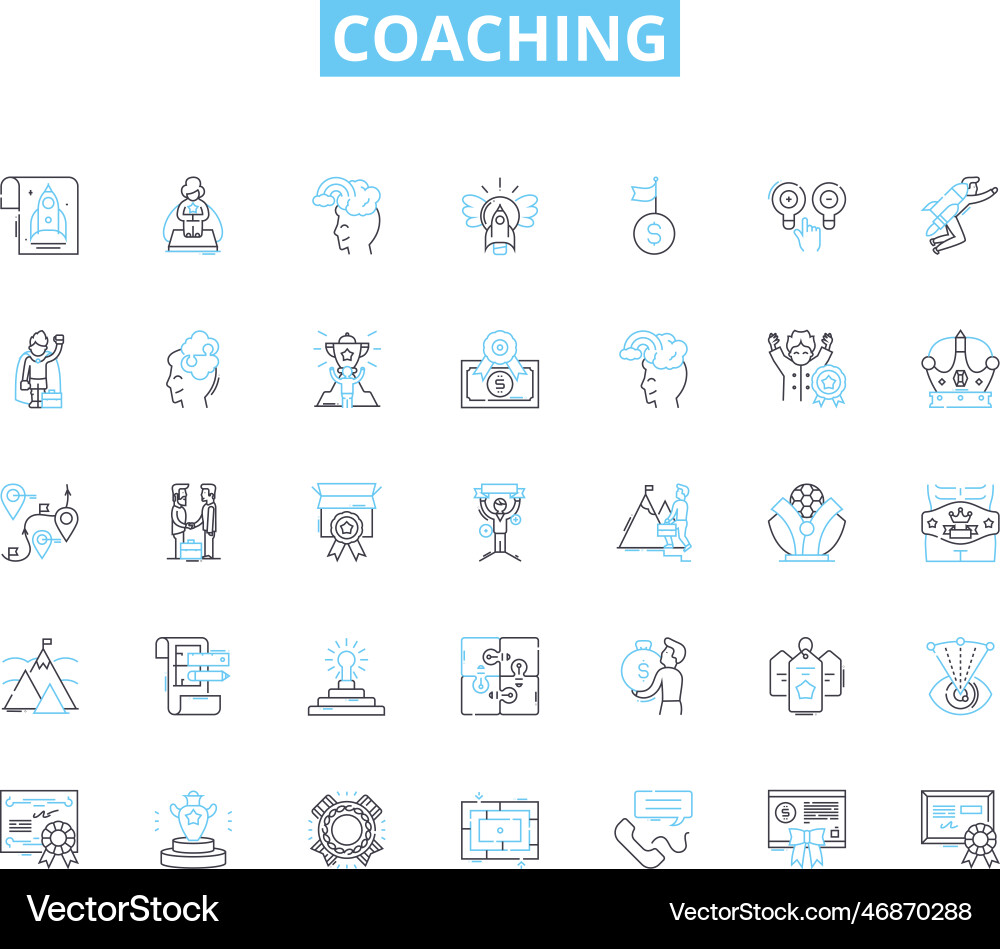 Coaching linear icons set mentorship guidance Vector Image
