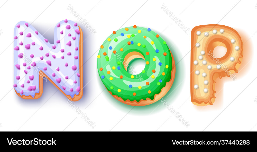Donut icing upper latters - nop font donuts Vector Image