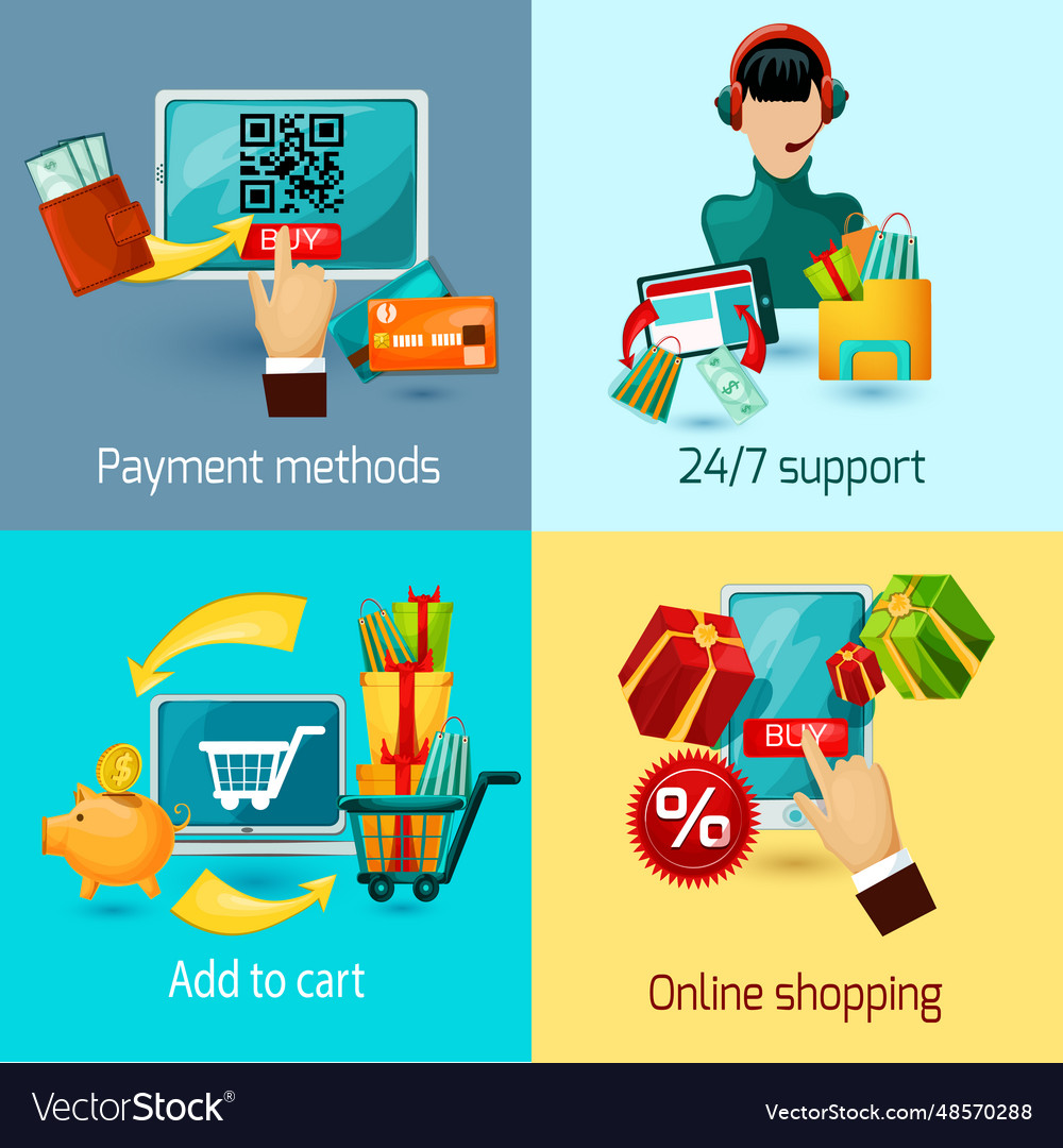 E-commerce flat set Royalty Free Vector Image - VectorStock