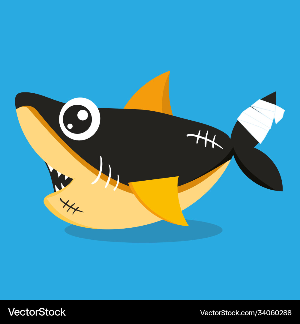Halloween shark zombie orange 03 Royalty Free Vector Image