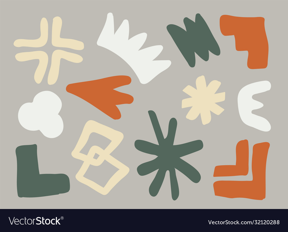 Hand drawn various colorful shapes abstract Vector Image