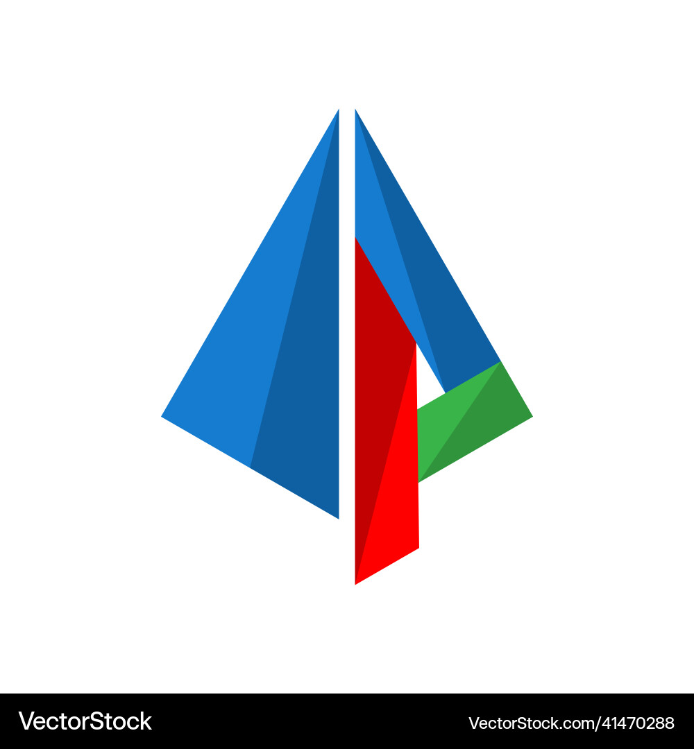 Letter p prism colorful logo design Royalty Free Vector