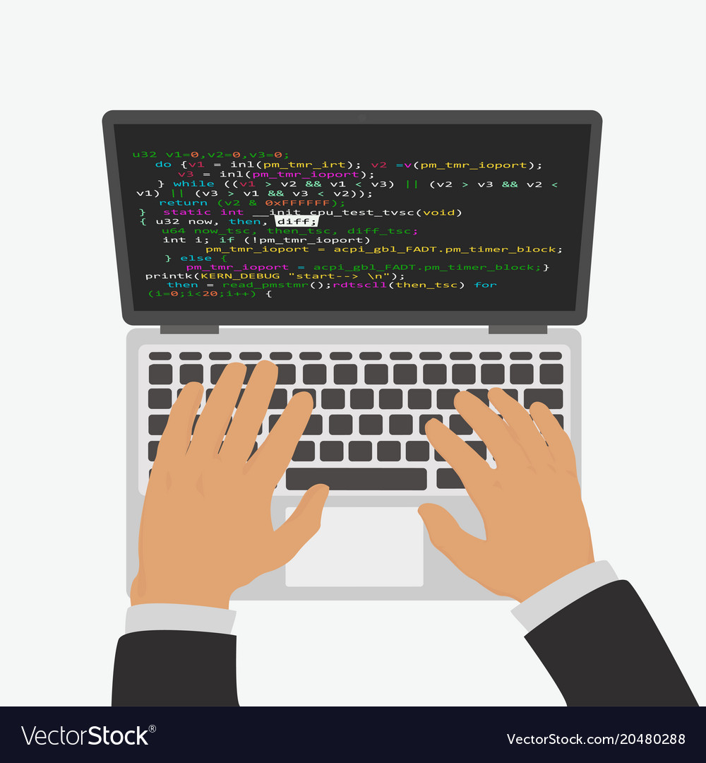 Programmer develops a program code Royalty Free Vector Image