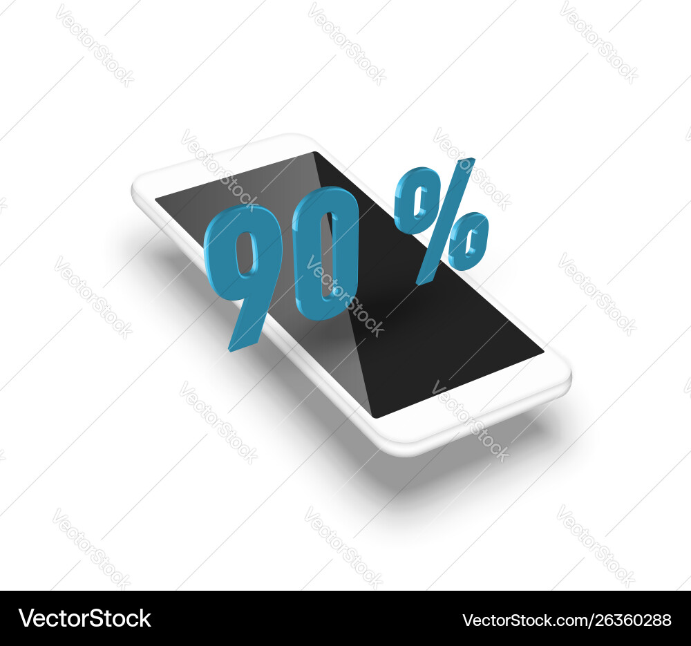 Realistic smartphone with a 3d percentage Vector Image