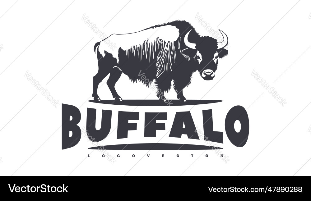 Vintage graphic logo powerful standing buffalo Vector Image