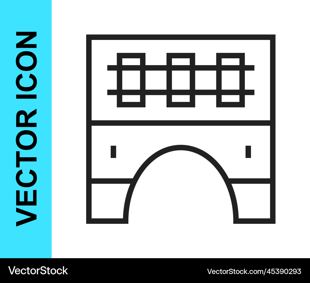 Black line bridge for train icon isolated on white