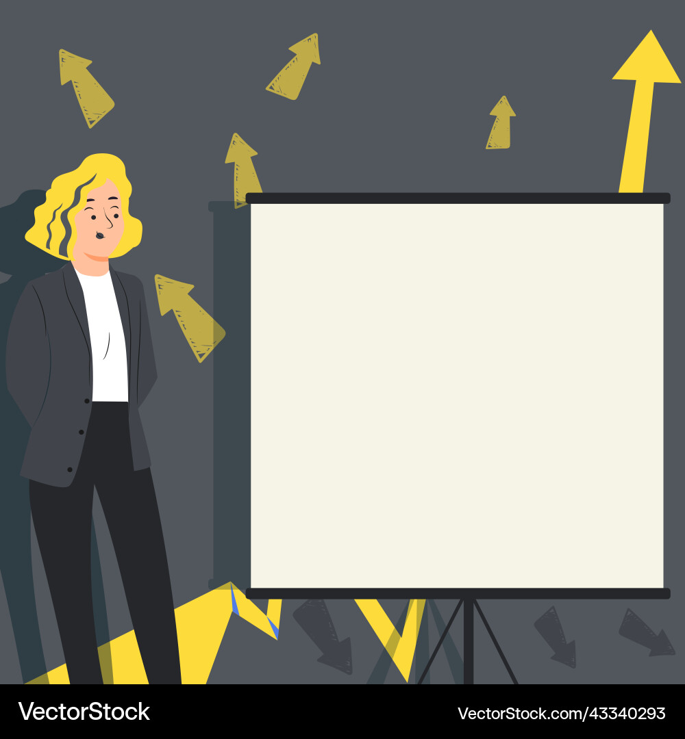 Businesswoman presenting important messages Vector Image