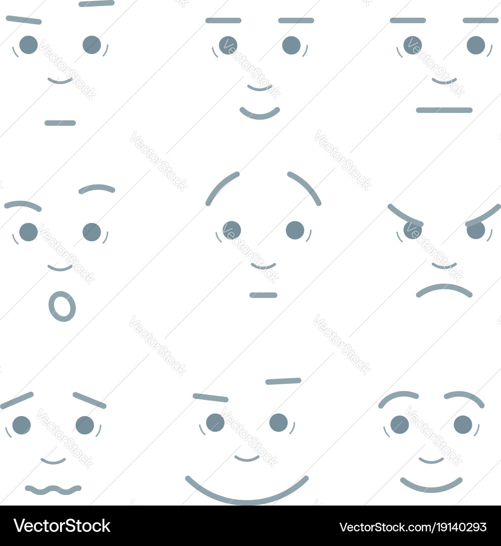 Cartoon faces expressions set Royalty Free Vector Image