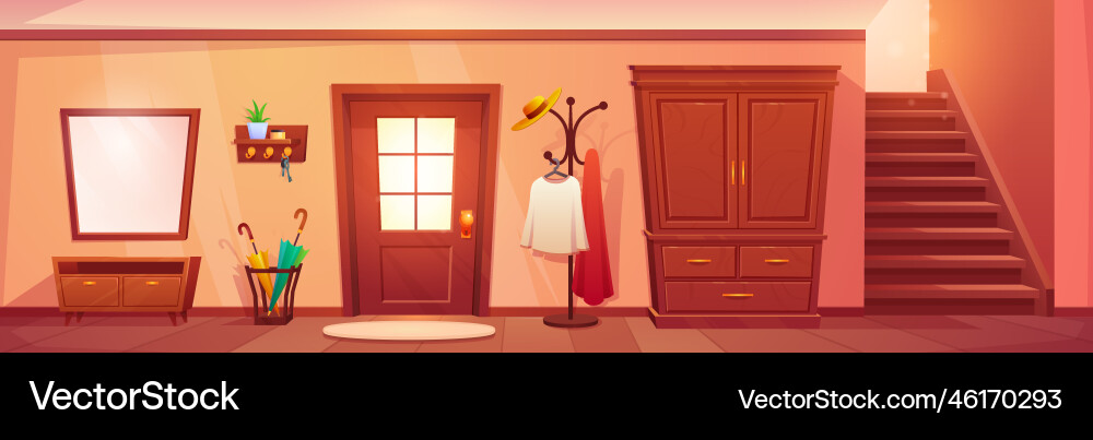 Cartoon house hallway interior design Royalty Free Vector