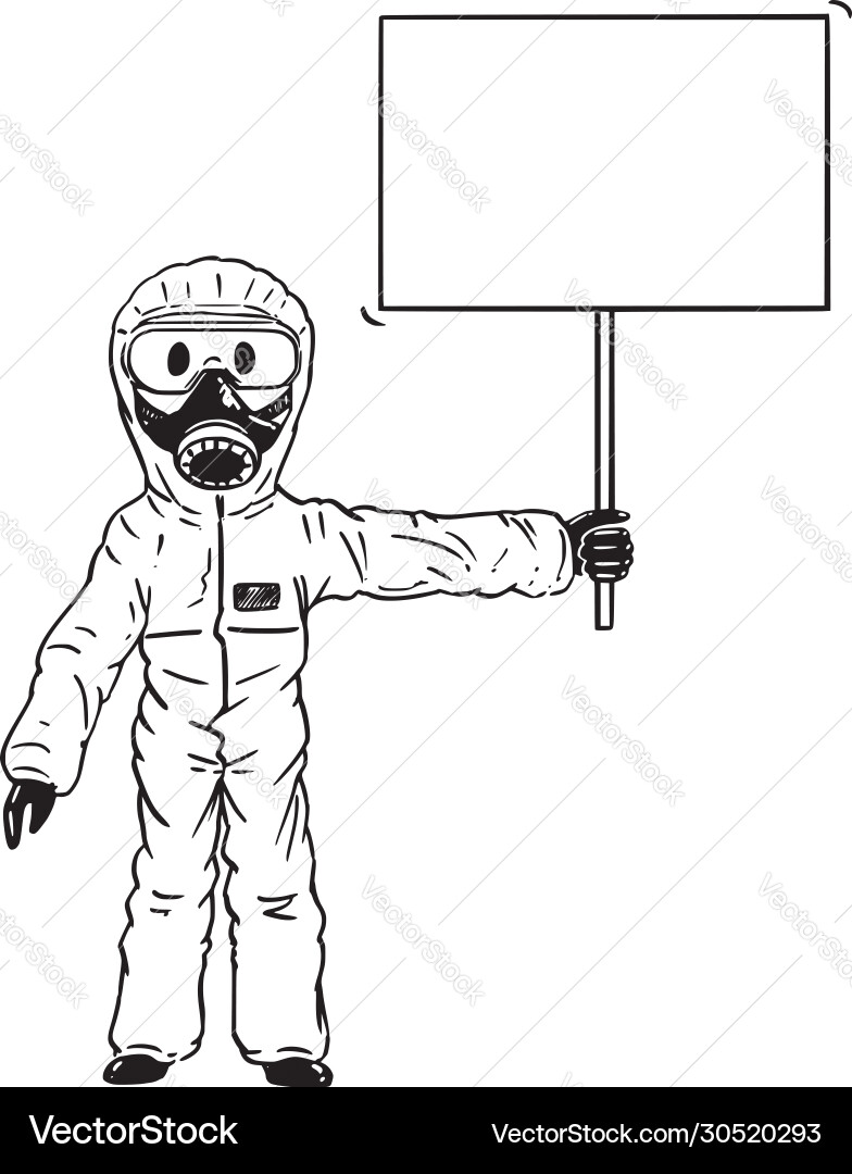 Cartoon man wearing protective suit and face Vector Image