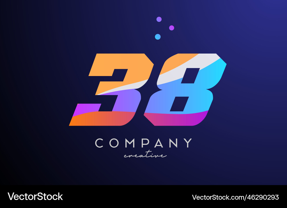 Colored number 38 logo icon with dots yellow blue Vector Image