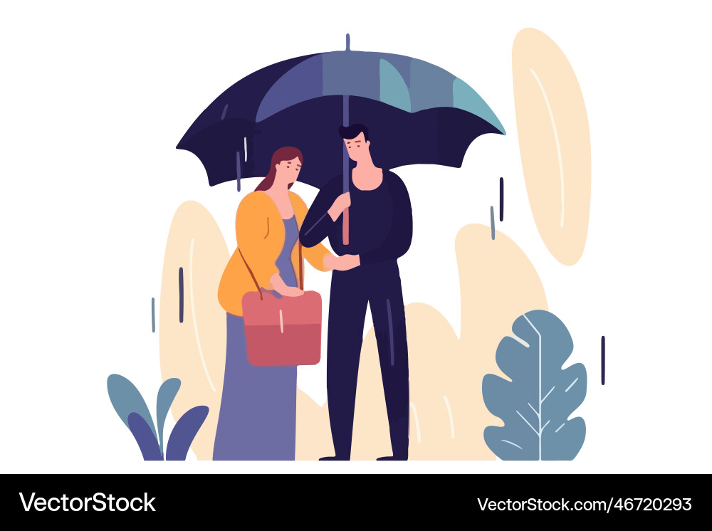 Compassionate man shelters distraught woman Vector Image