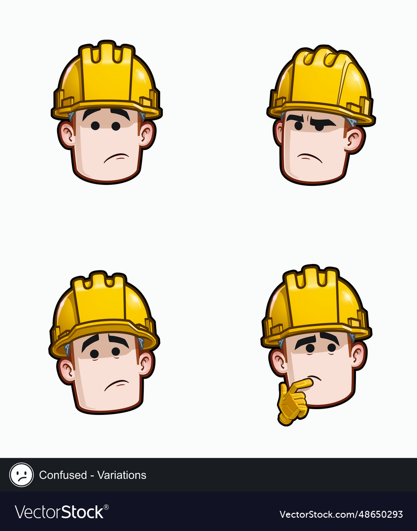Construction worker - expressions - concerned Vector Image