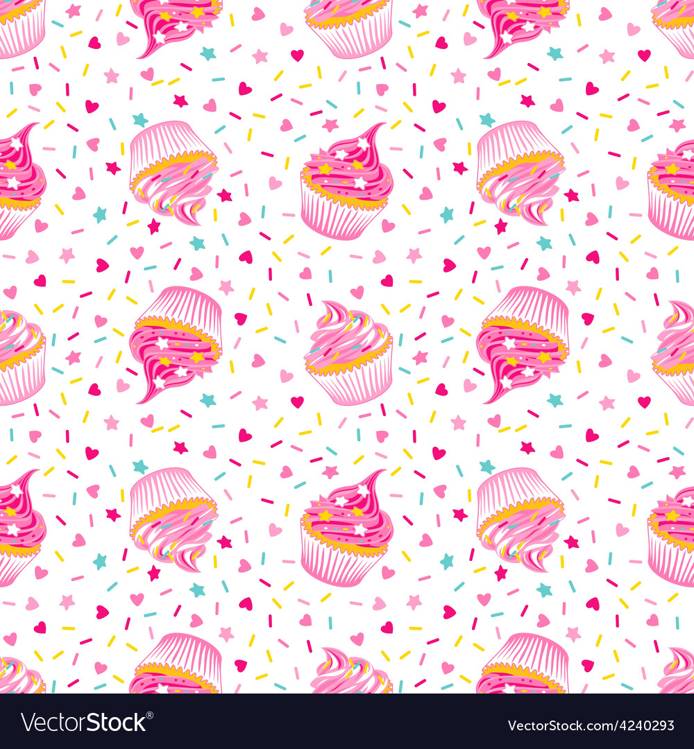 Cupcakes seamless pattern Royalty Free Vector Image