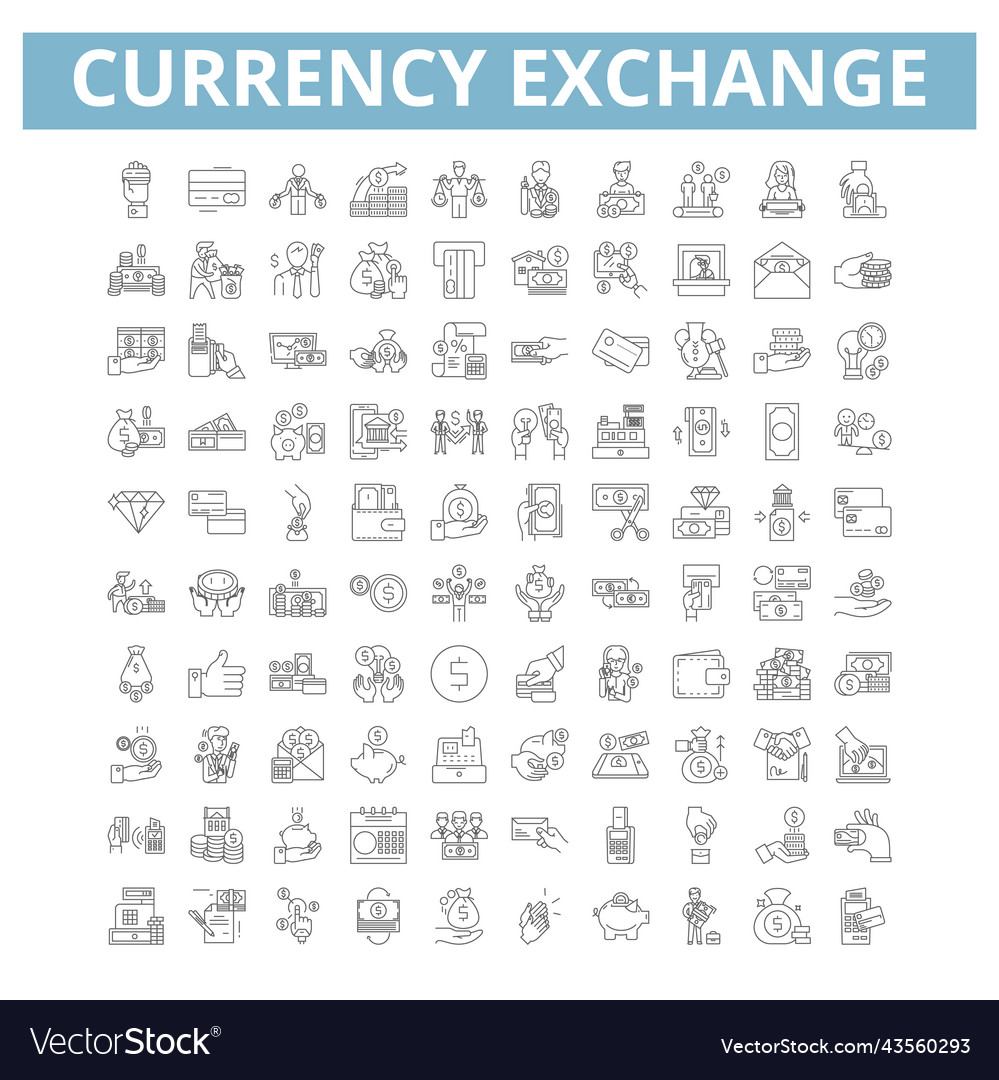 Currency exchange icons line symbols web signs Vector Image
