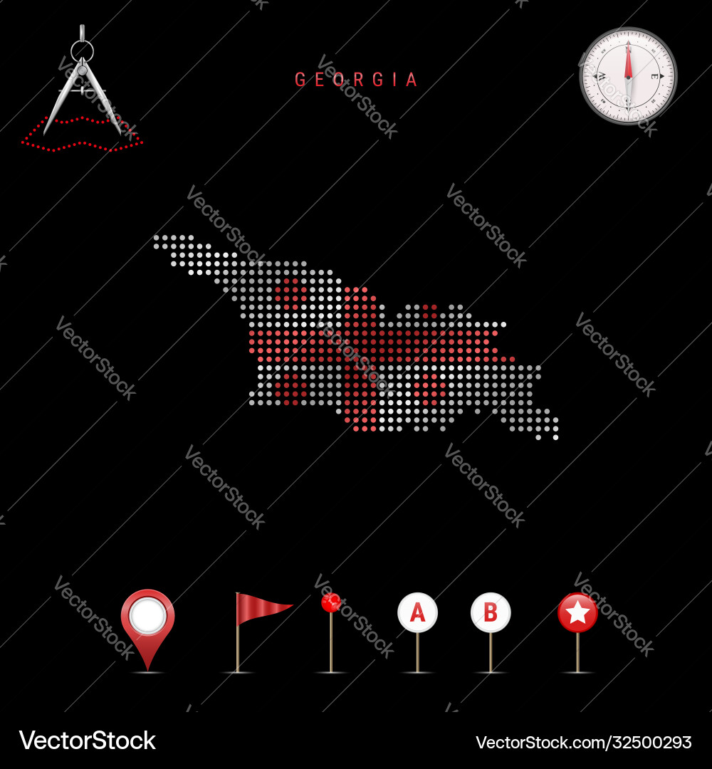 Dotted map georgia painted in national Royalty Free Vector