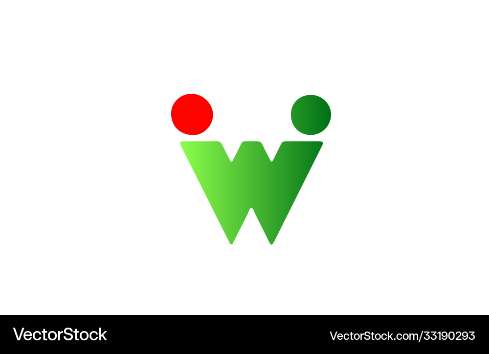 Green red w alphabet letter logo icon gradient Vector Image