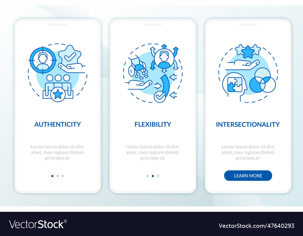 Inclusion Concepts Blue Onboarding Mobile App Vector Image